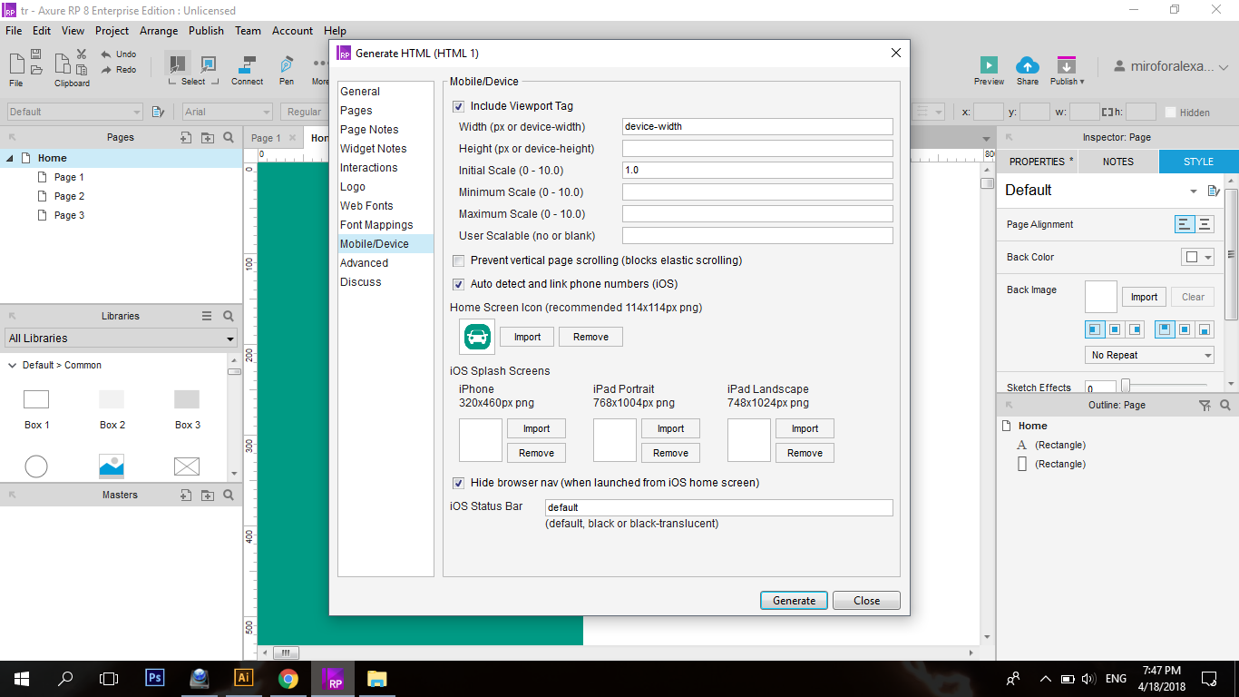 How to change the start page - Axure RP 8 - Axure Forums